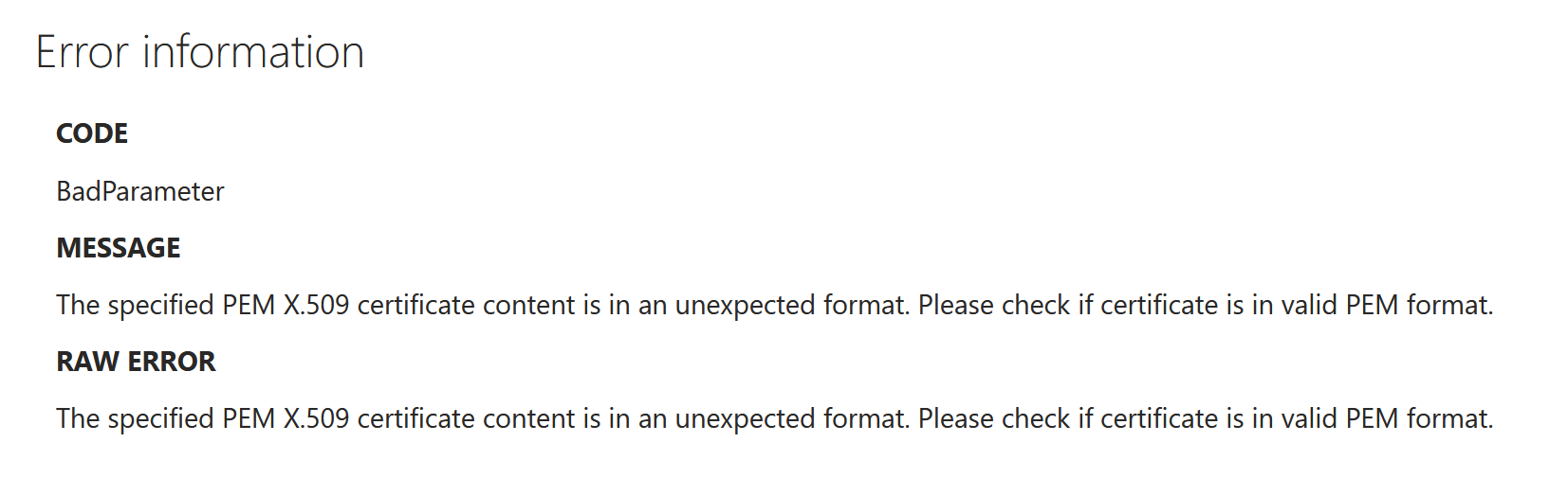 Azure Key Vault Error: The Specified PEM X.509 Certificate Content Is ...